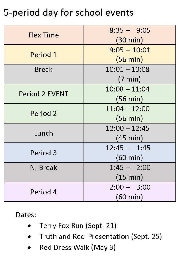 2023-2024 Bell Schedules | Burnaby Mountain Secondary School