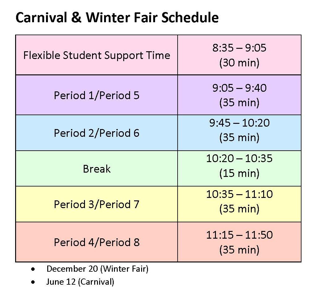 2024-2025 Bell Schedules | Burnaby Mountain Secondary School