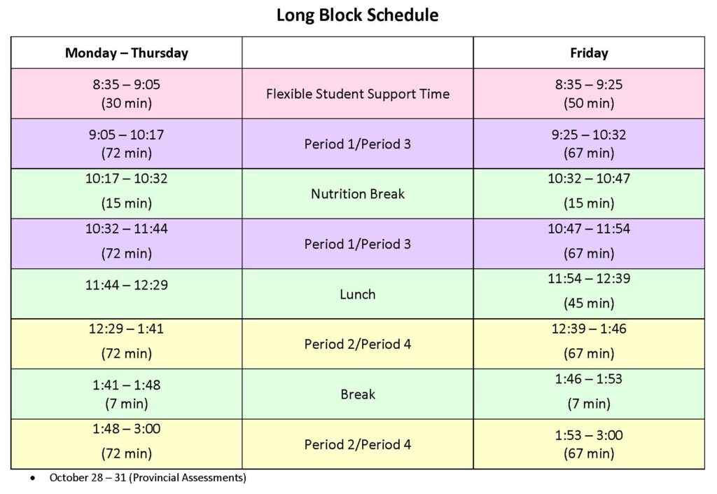 2024-2025 Bell Schedules | Burnaby Mountain Secondary School
