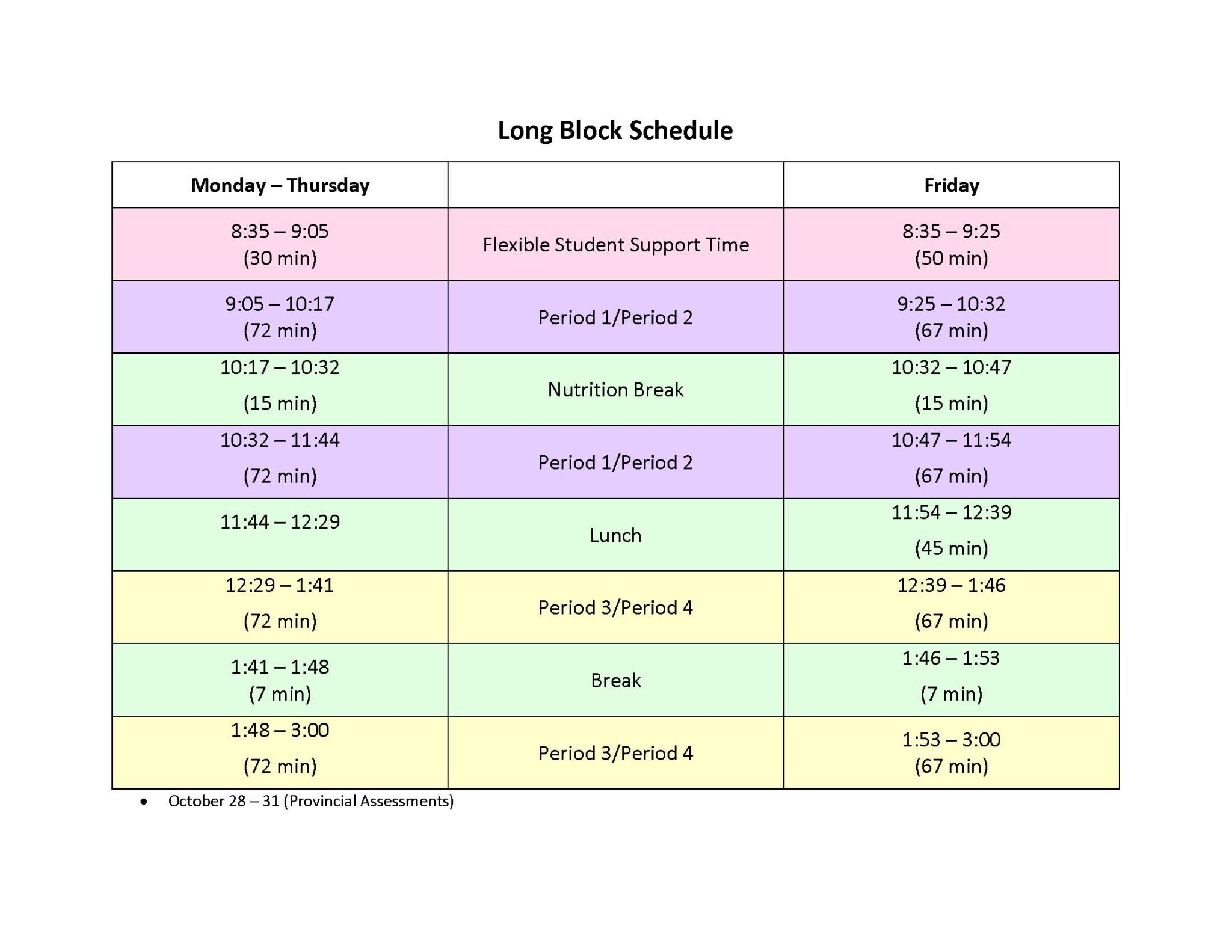 2024-2025 Bell Schedules | Burnaby Mountain Secondary School