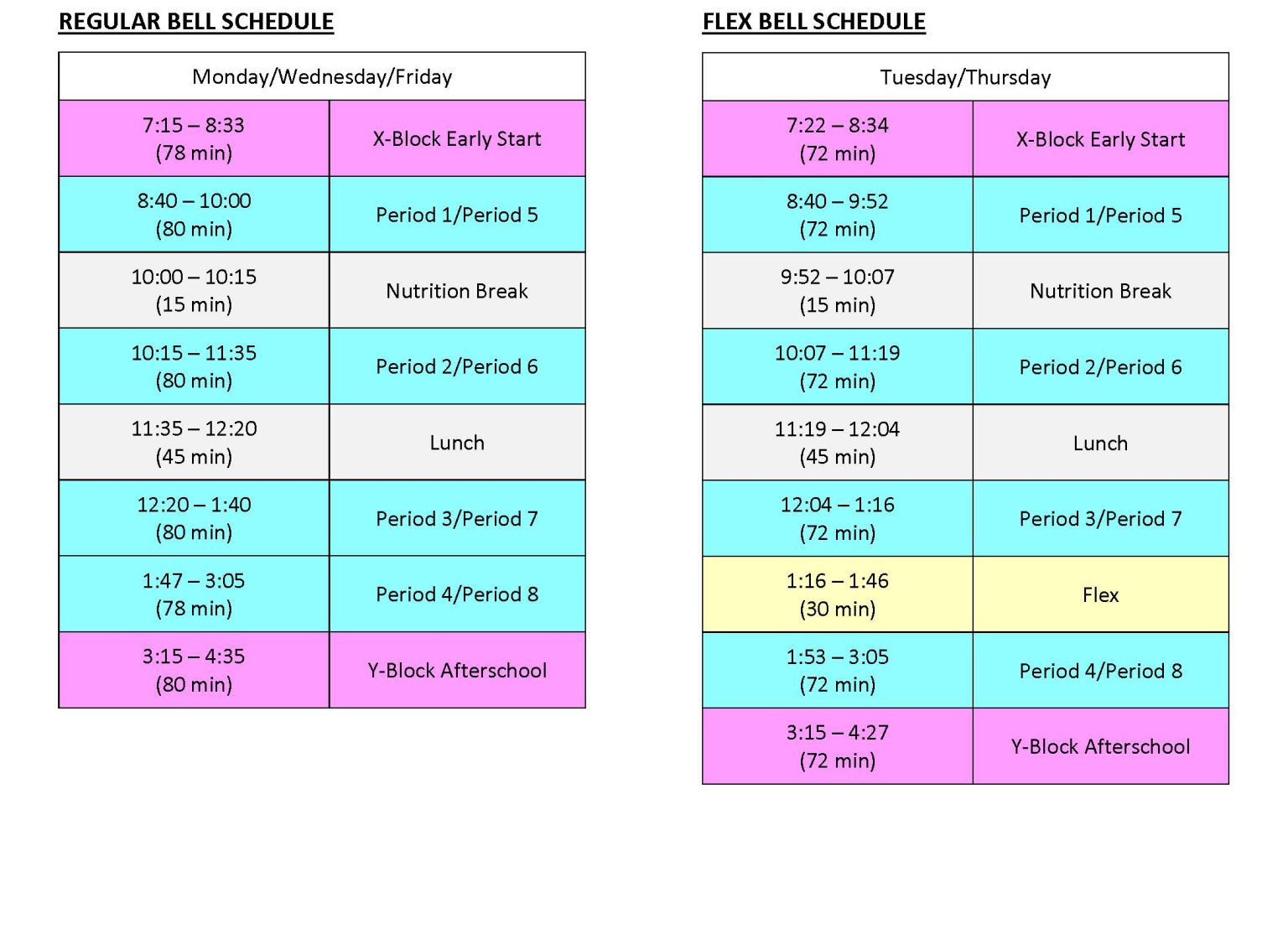 Bell Schedules | Burnaby Mountain Secondary School